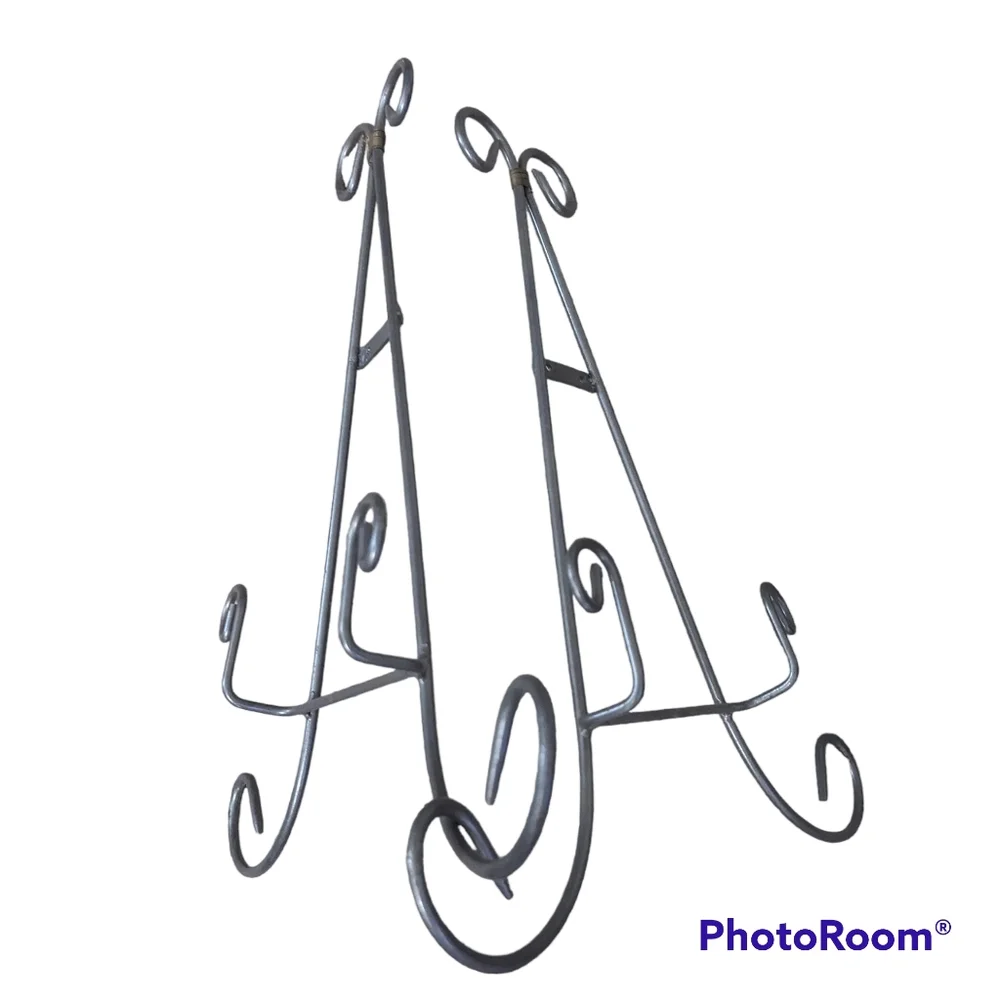 Wall Decor | Vintage Pair Wrought Iron Matt Sliver Gray Plate Wall ...